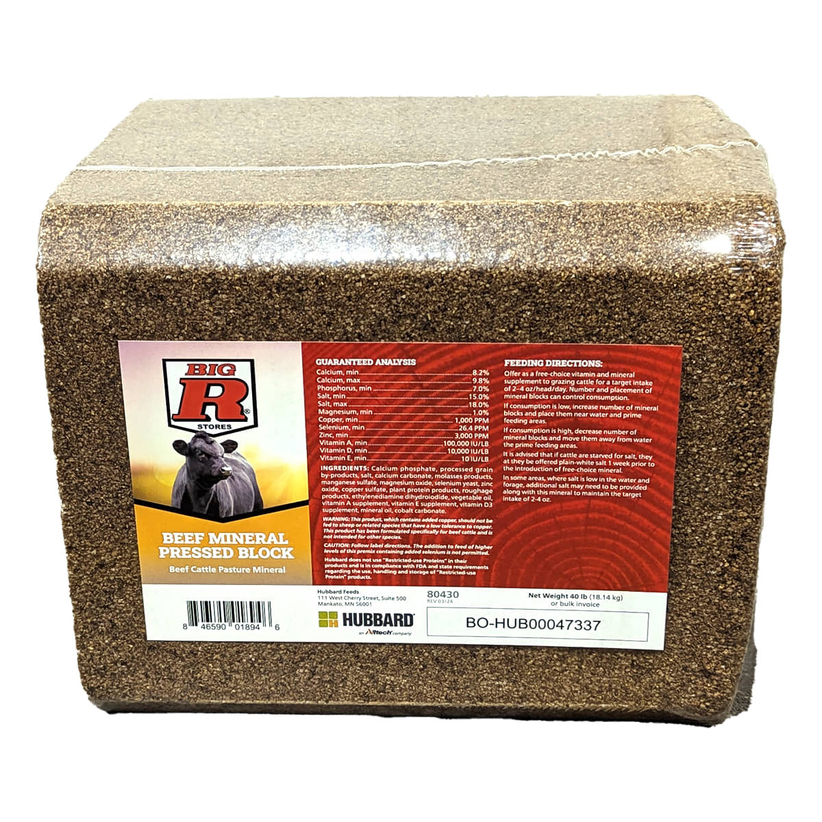 Big R Beef Mineral Pressed Block - 40lb for Pasture Cattle