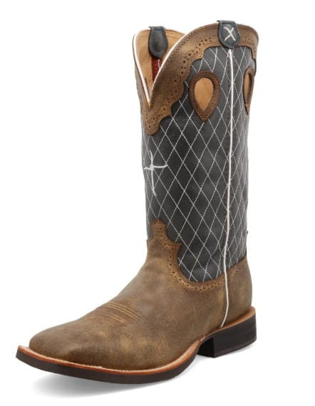 Twisted X Mens 14" Bomber Blue Leather Ruff Stock Boot