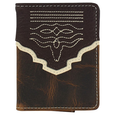 Tony Lama Men's Genuine Leather Bifold Wallet w/Brown Oil, Yoke and ...