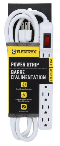 Electryx 6 Outlet Power Strip with 8 Foot Cord