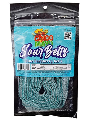 Cinco De Mayo Sour Blue Raspberry Belts 4OZ