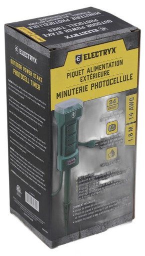 Electryx 6-Outlets Outdoor Power Stake with Photocell Timer