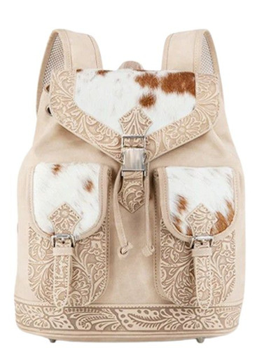 Wrangler Tan Trinity Ranch Hair-On Cowhide Tooled Backpack