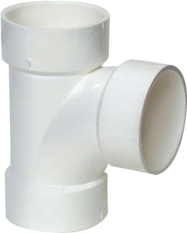 Canplas Sanitary Pipe Tee, 3 in, Hub, PVC, White