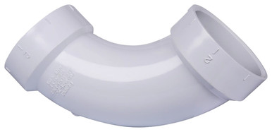 Canplas Long Sweep Pipe Elbow, 2 in, Hub, 90 deg Angle, PVC, White