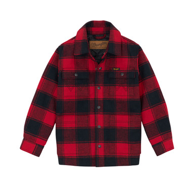 Wrangler Boys Buffalo Red Quilt Lined Flannel Shacket