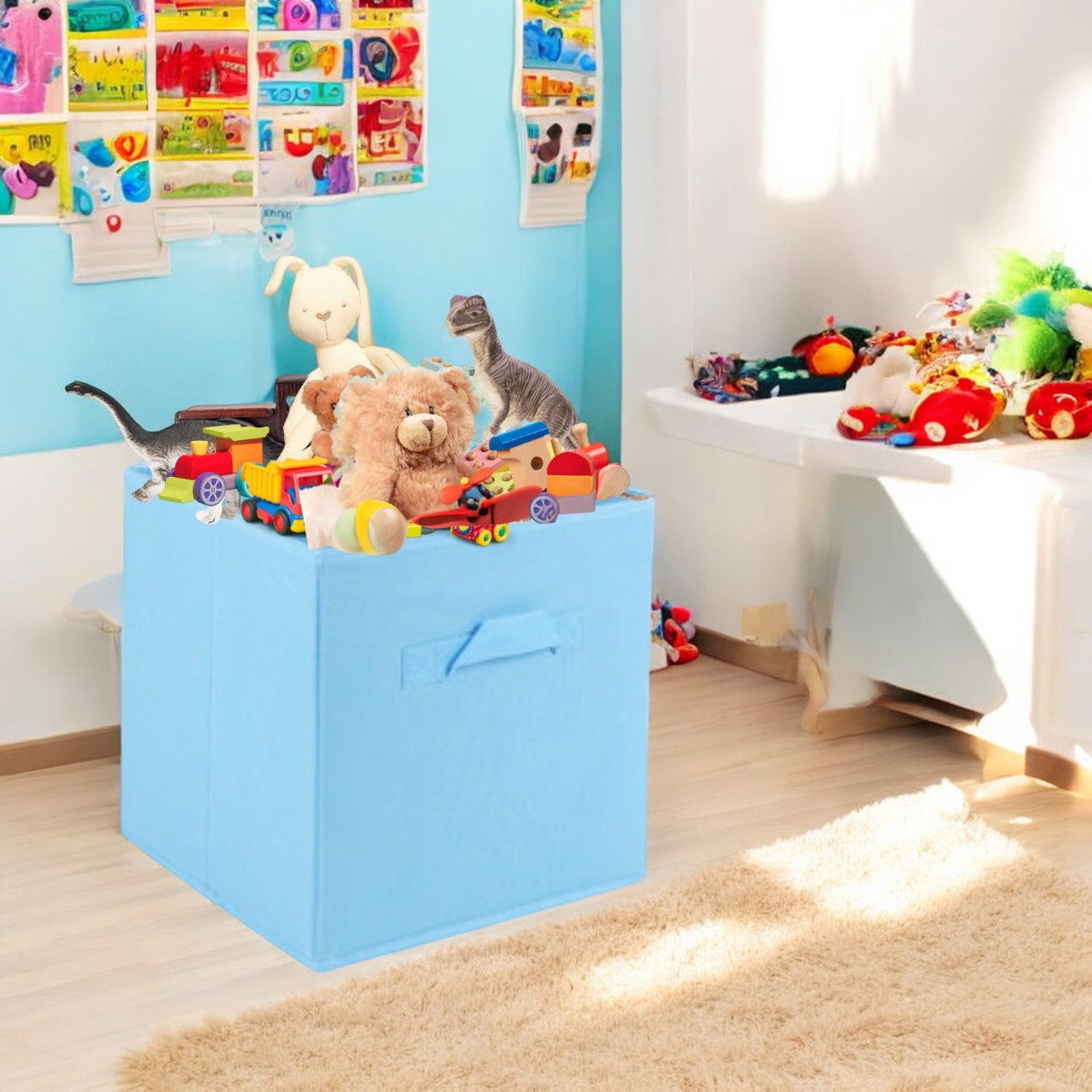 Large Collapsible Cube Storage Boxes with Carry Handles - 27x27x27cm