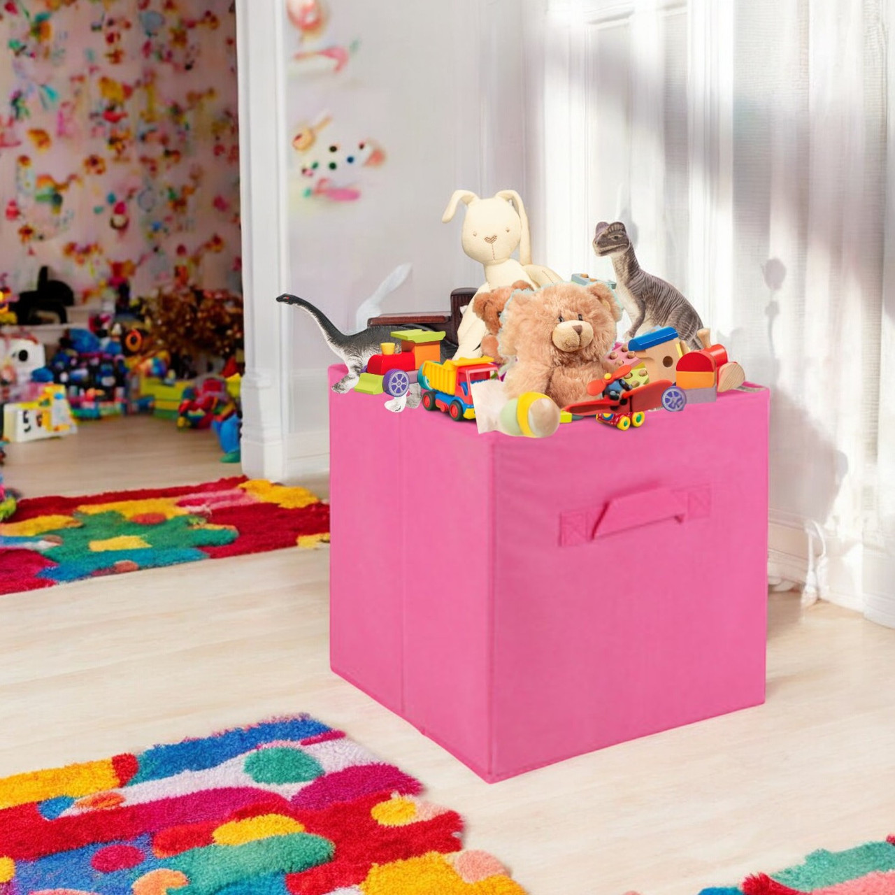 Large Collapsible Cube Storage Boxes with Carry Handles - 27x27x27cm