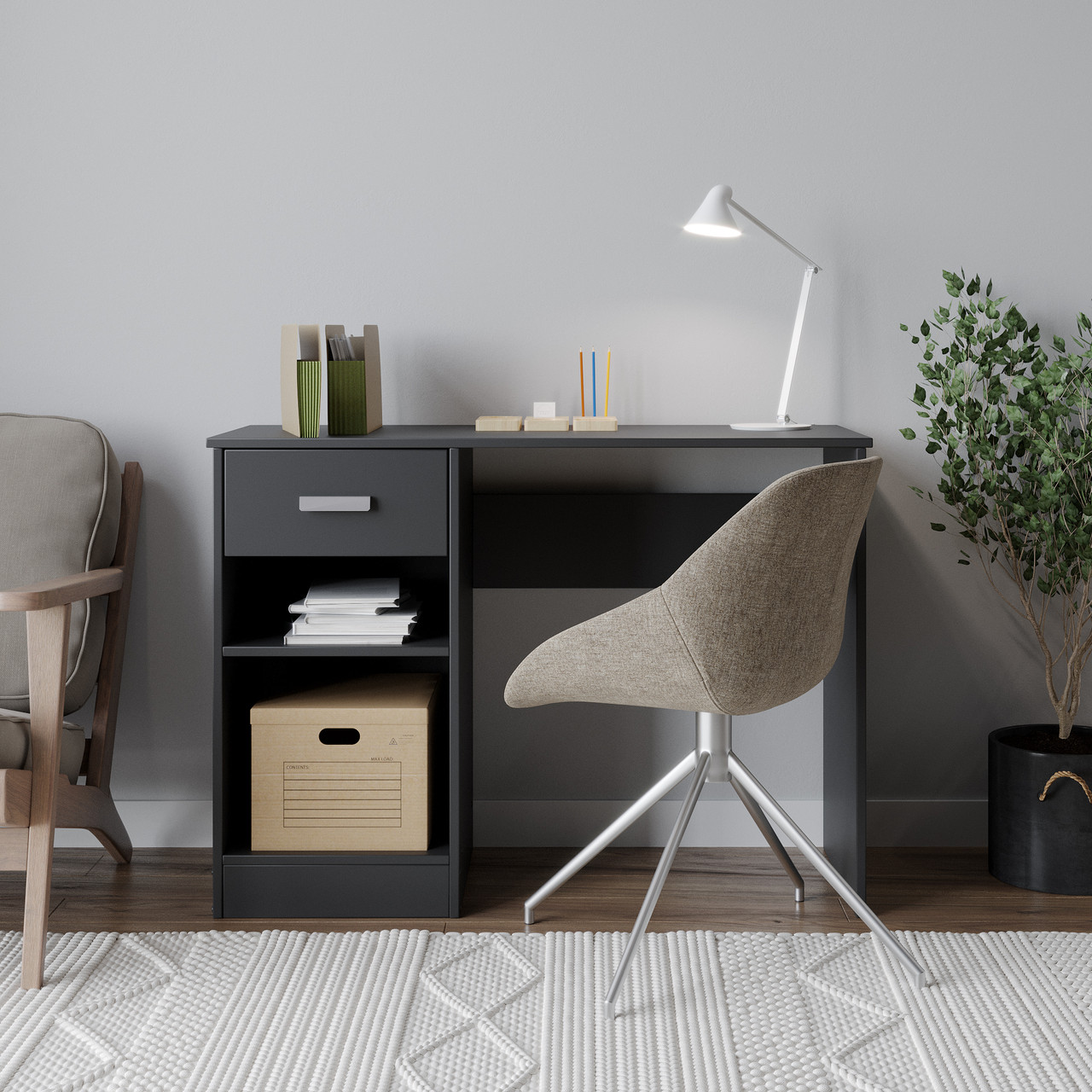 1-Drawer Wooden Desk with Storage