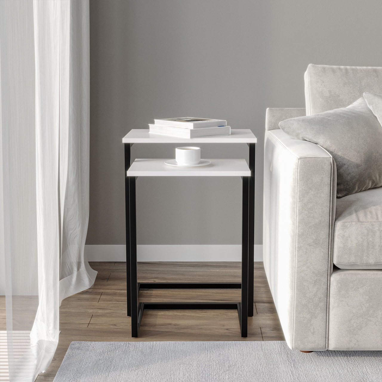 2 pc C-Shaped Nesting Side Tables