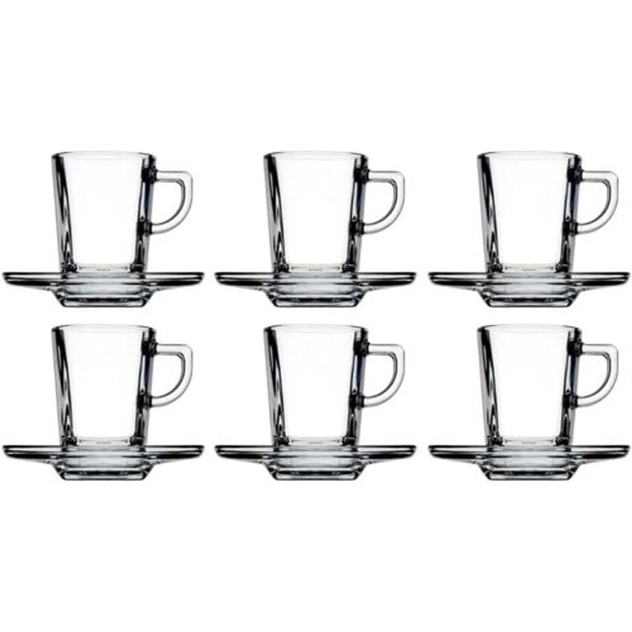 Set Of 6 Pasabahce Espresso Cup And Saucer Set