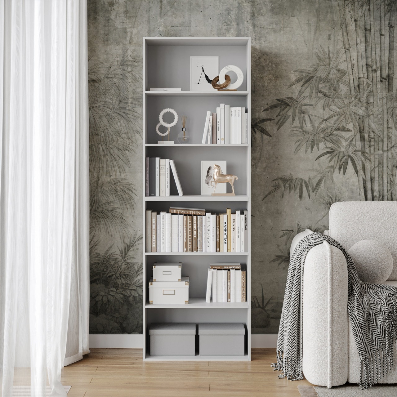Wide 6-Tier Bookcase