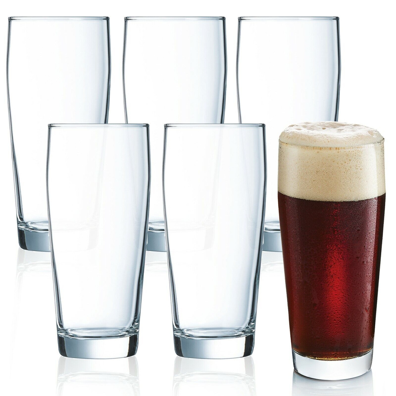 Set of 6 Luminarc Willy Becher Glass Beer 480ml