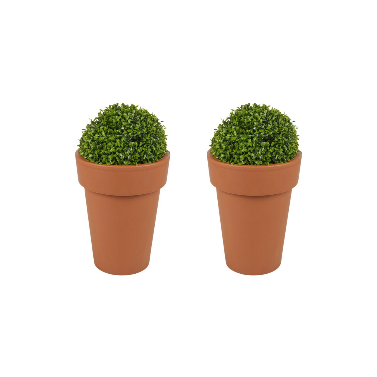 Slim Flower Pot with Artificial Boxwood Ball Plant - 25.9x19.6x19.6cm