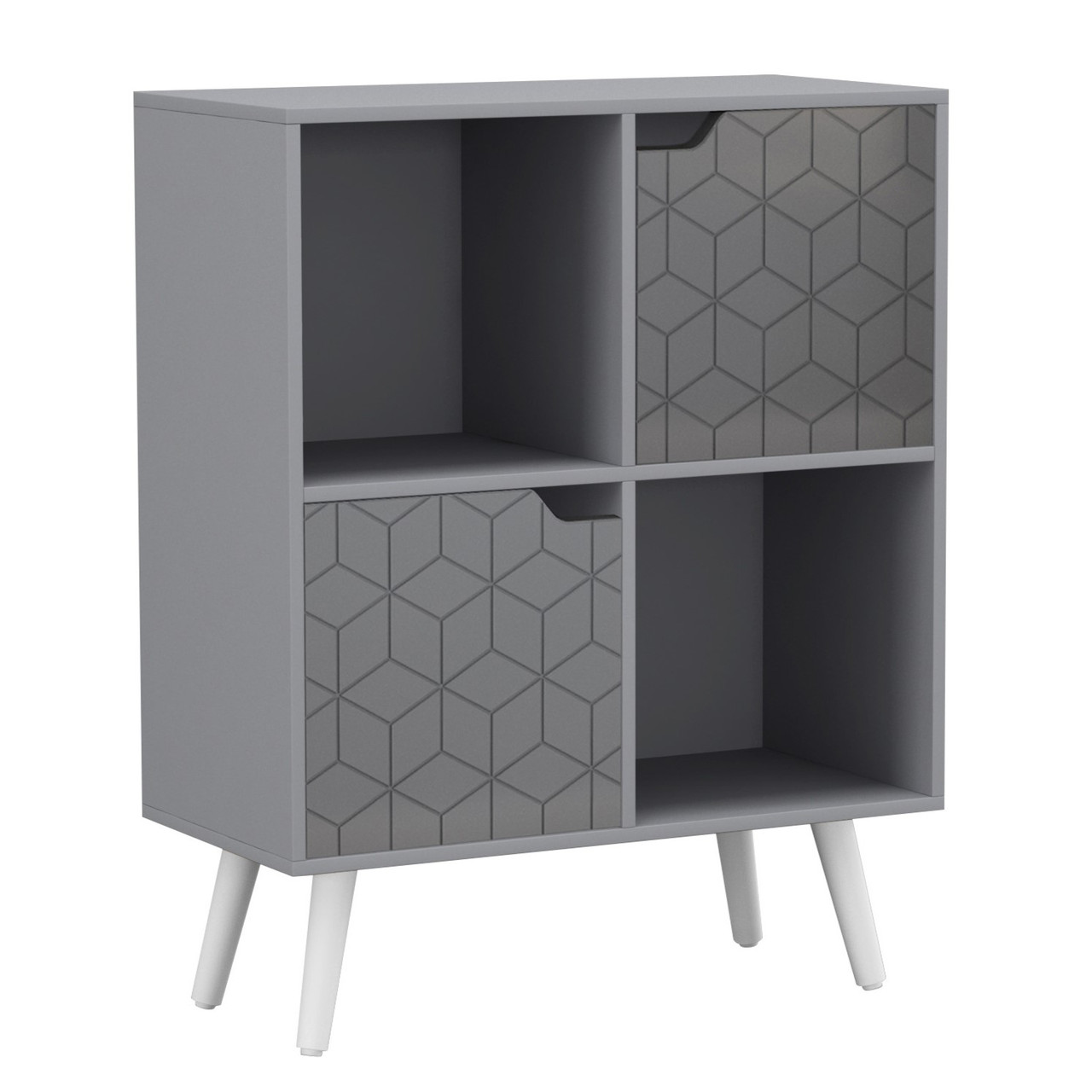 4-Cube Storage Unit with 2 Geo Doors and Legs - Urbnliving