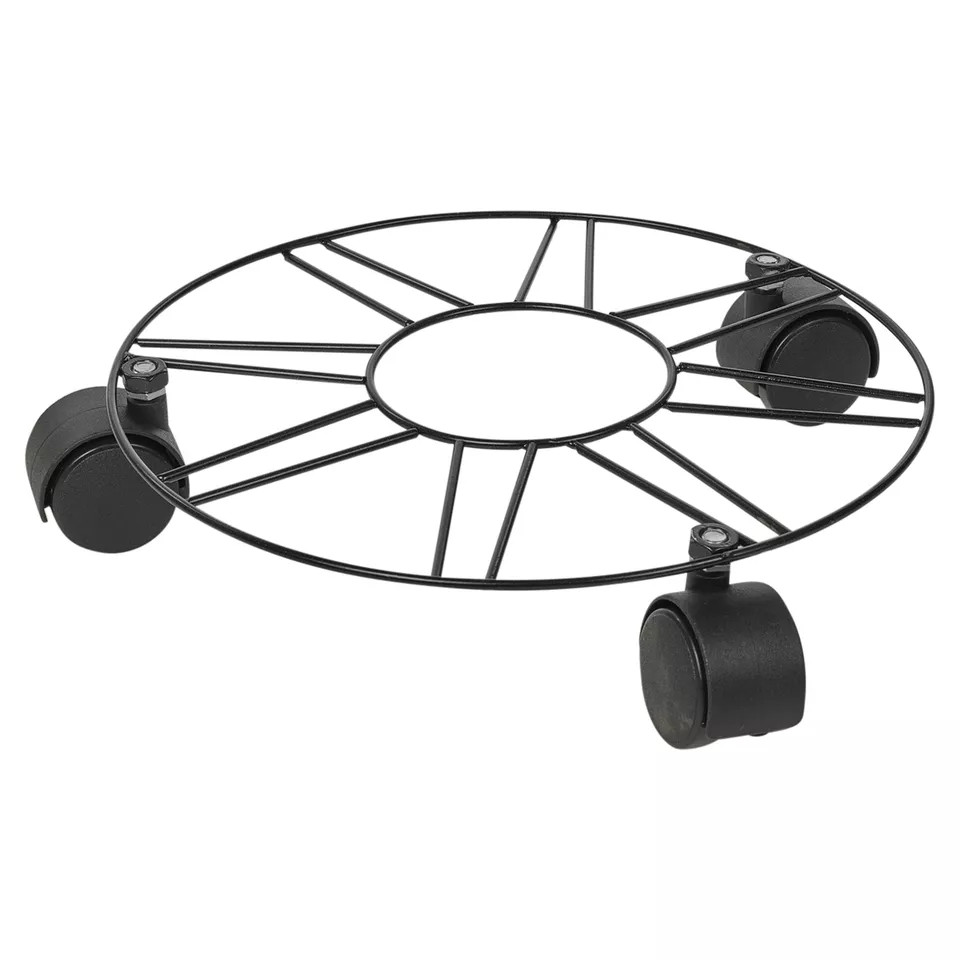 Metal 3-Wheel Plant Pot Trolley - Black