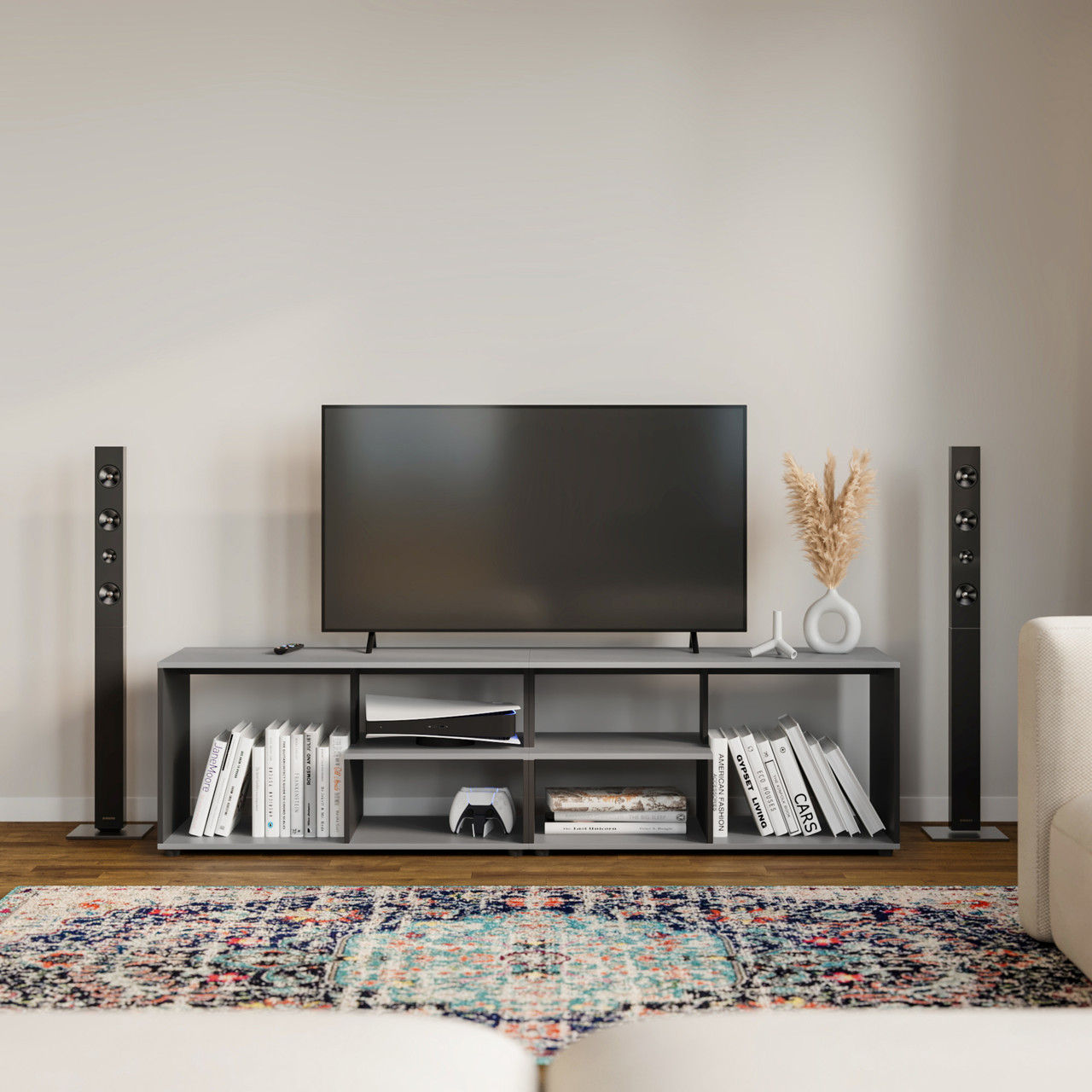 Large Abstract TV Stand and Coffee Table with Storage