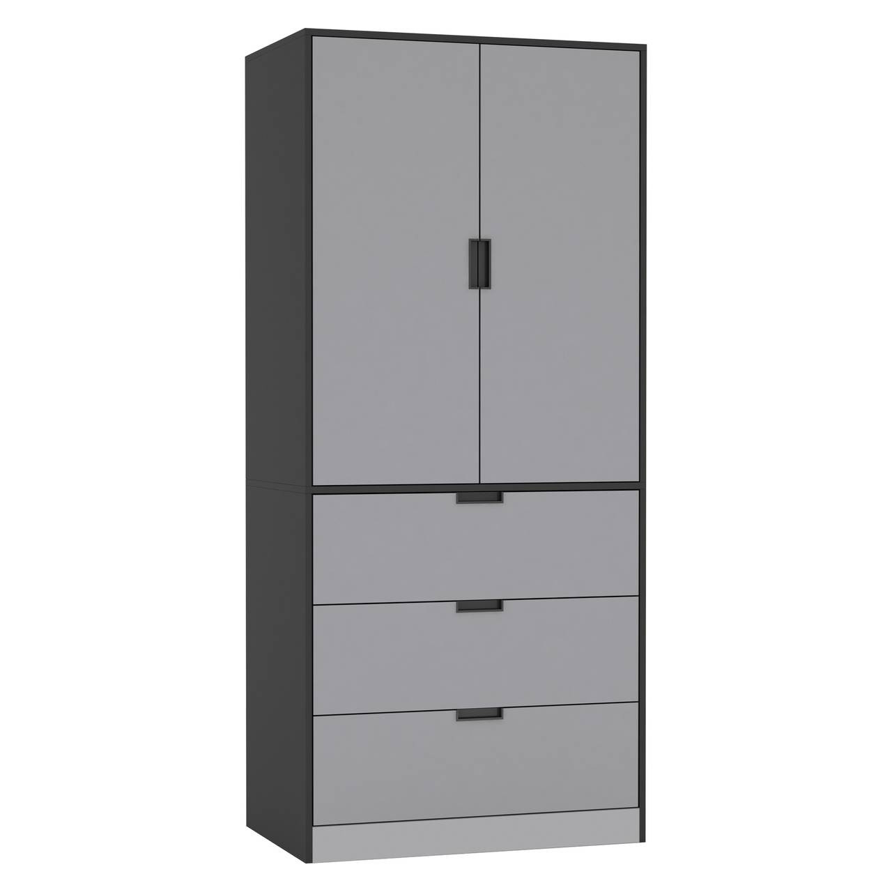 2-Door 3-Drawer Wardrobe with Storage Shelf, and Hanging Space -180x80x50cm