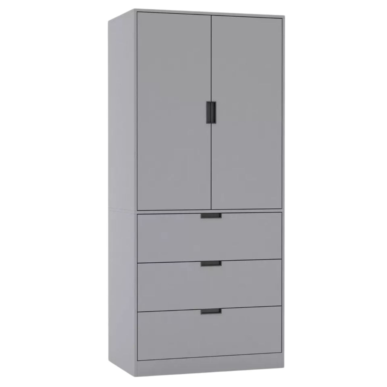 2-Door 3-Drawer Wardrobe with Storage Shelf, and Hanging Space -180x80x50cm