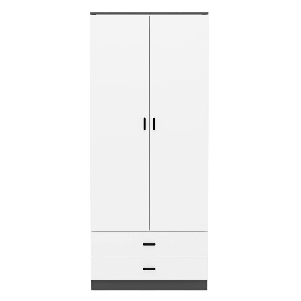 2-Door 2-Drawer Wardrobe with with Storage Shelf, and Hanging Space ...