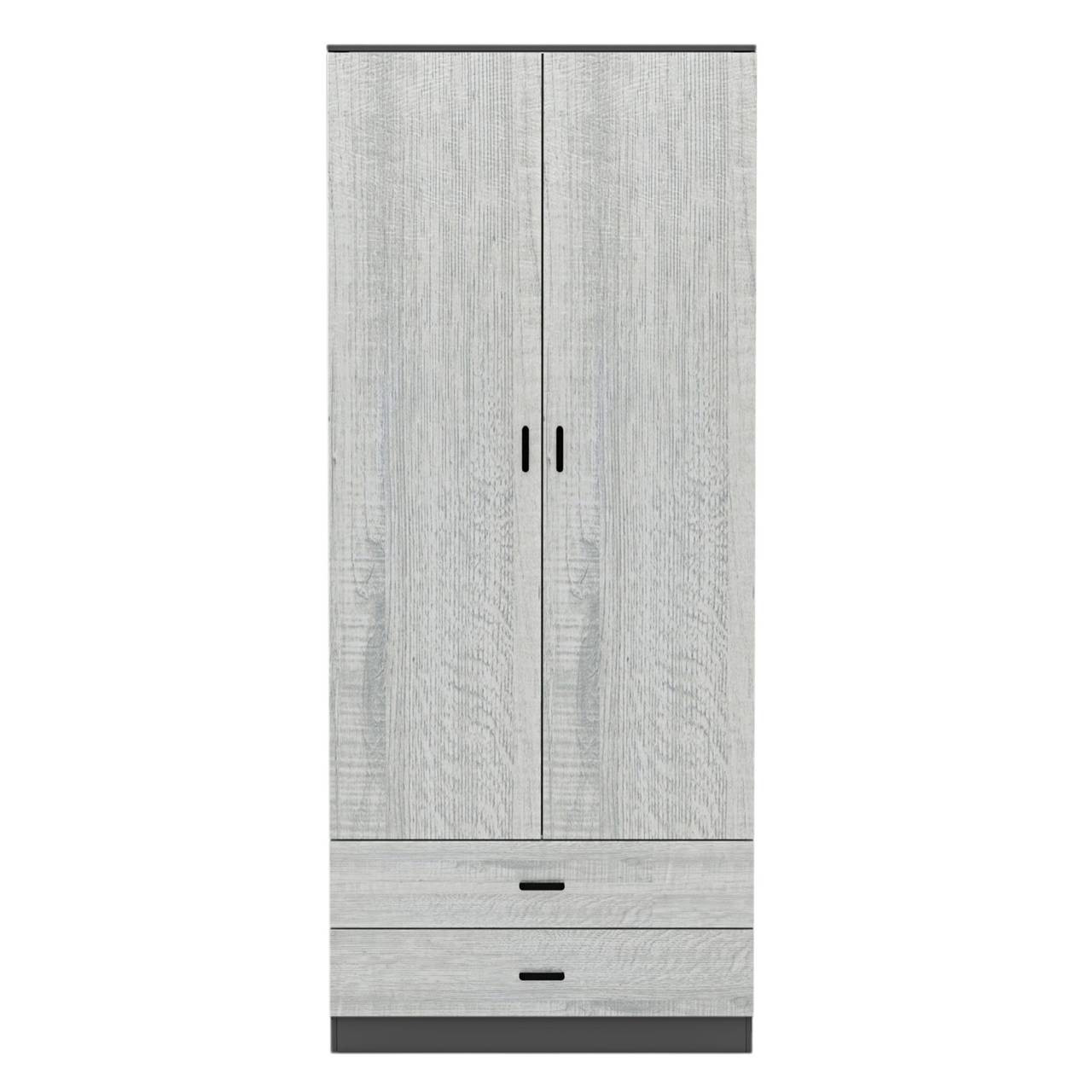 2-Door 2-Drawer Wardrobe with with Storage Shelf, and Hanging Space ...