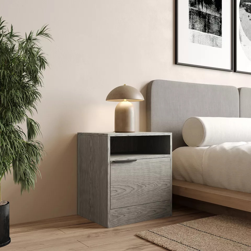 1-Door Bedside Table with Storage Compartment