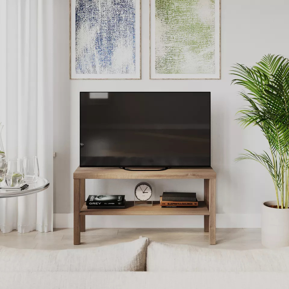 2-Tier Wooden TV Bench & Storage Unit