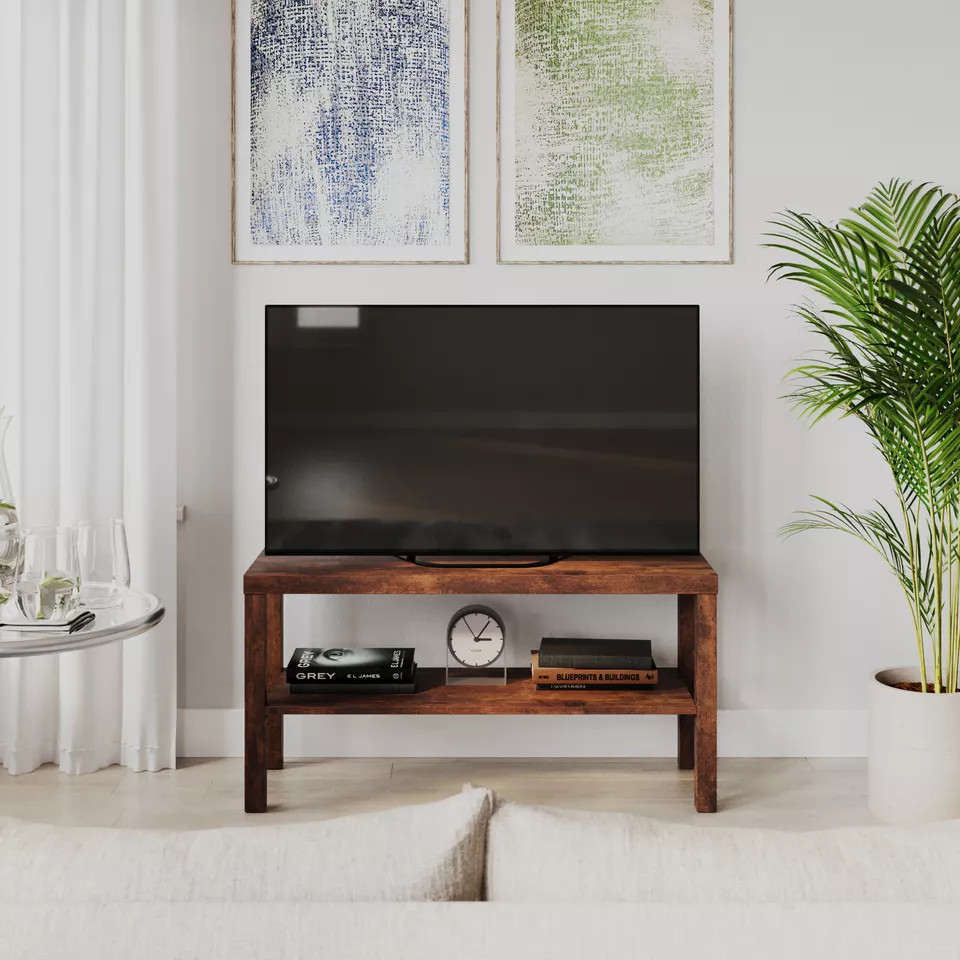 2-Tier Wooden TV Bench & Storage Unit