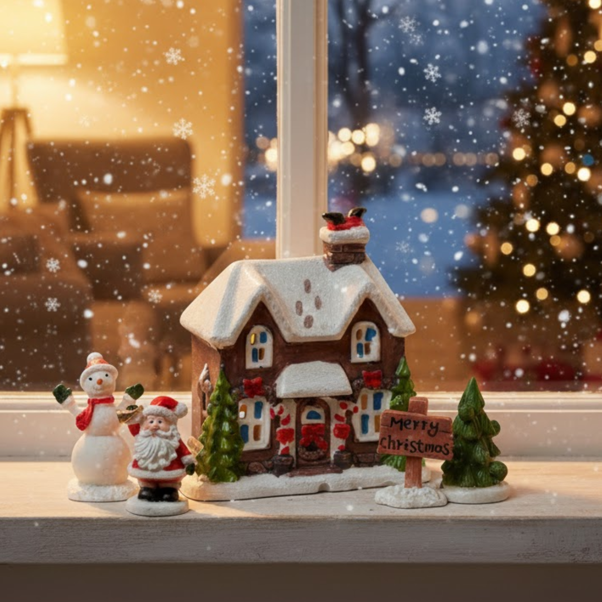 Mini LED Christmas Village Shops Winter Scene