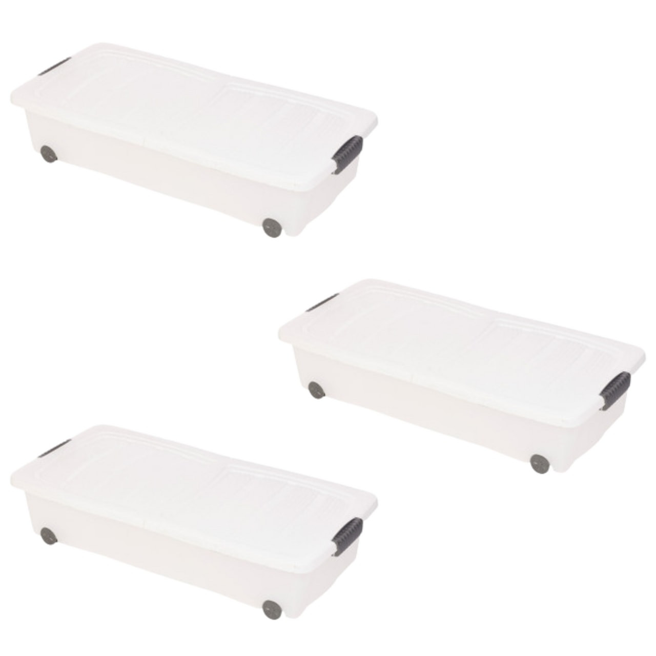 35L Plastic Storage Boxes with Wheeled Lid - 60x39x17cm