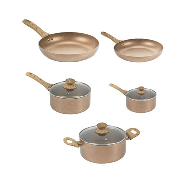 Set of 5 Rose Gold Cooking Pots & Frying Pan