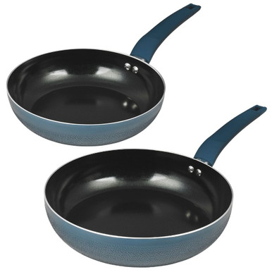 2-PC Ceramic Teal Frying Pans