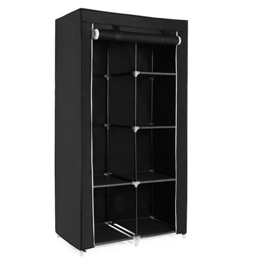 Pop-Up Wardrobe with Shelves and Hanging Space - Black Canvas Effect