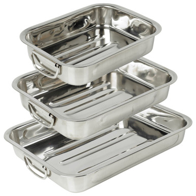 3-Pcs Stainless Steel Roasting Tray