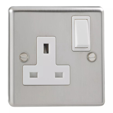 British General Stainless Steel Single 1 Gang Socket 13A With Switch
