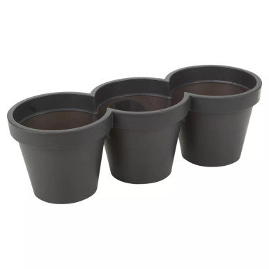 3 Section Plastic Plant Pots - 44x44x44cm