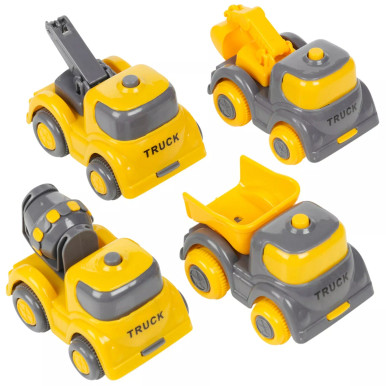 4Pc Kids Yellow Construction Lorry Toy Set