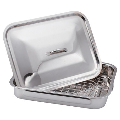 3pc Stainless Steel Oven Pot Pan and Dish Grill Tray Rack With Lid