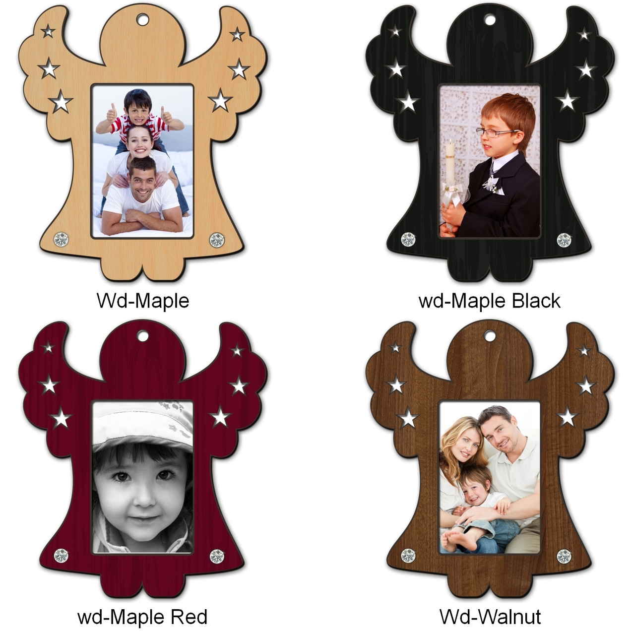 Photo Frame Hardwood Angel Ornament by Red Tail Crafters
