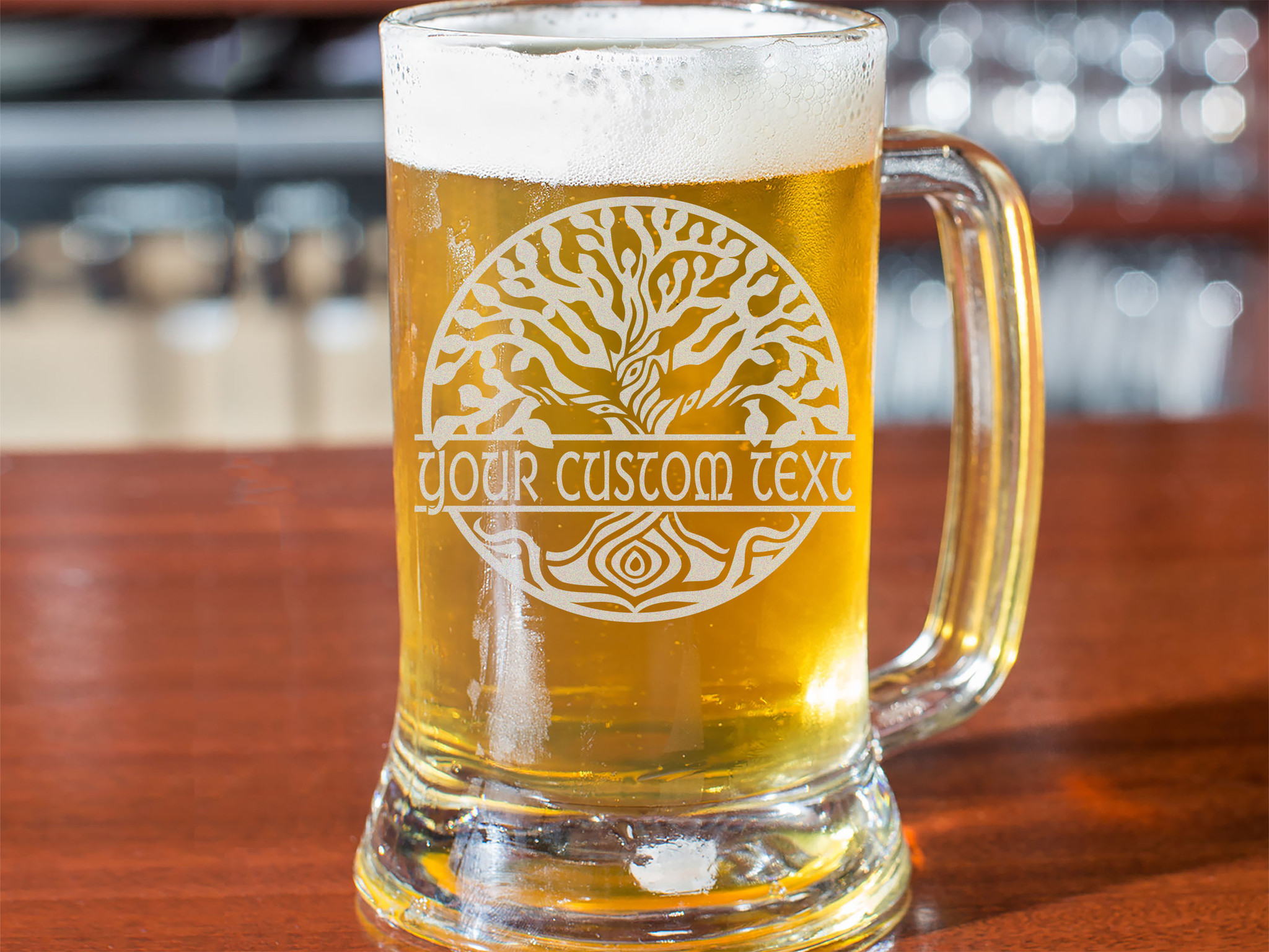 TREE OF LIFE Split Monogram Glass Wine/Beer/Cocktail w/ Free ...