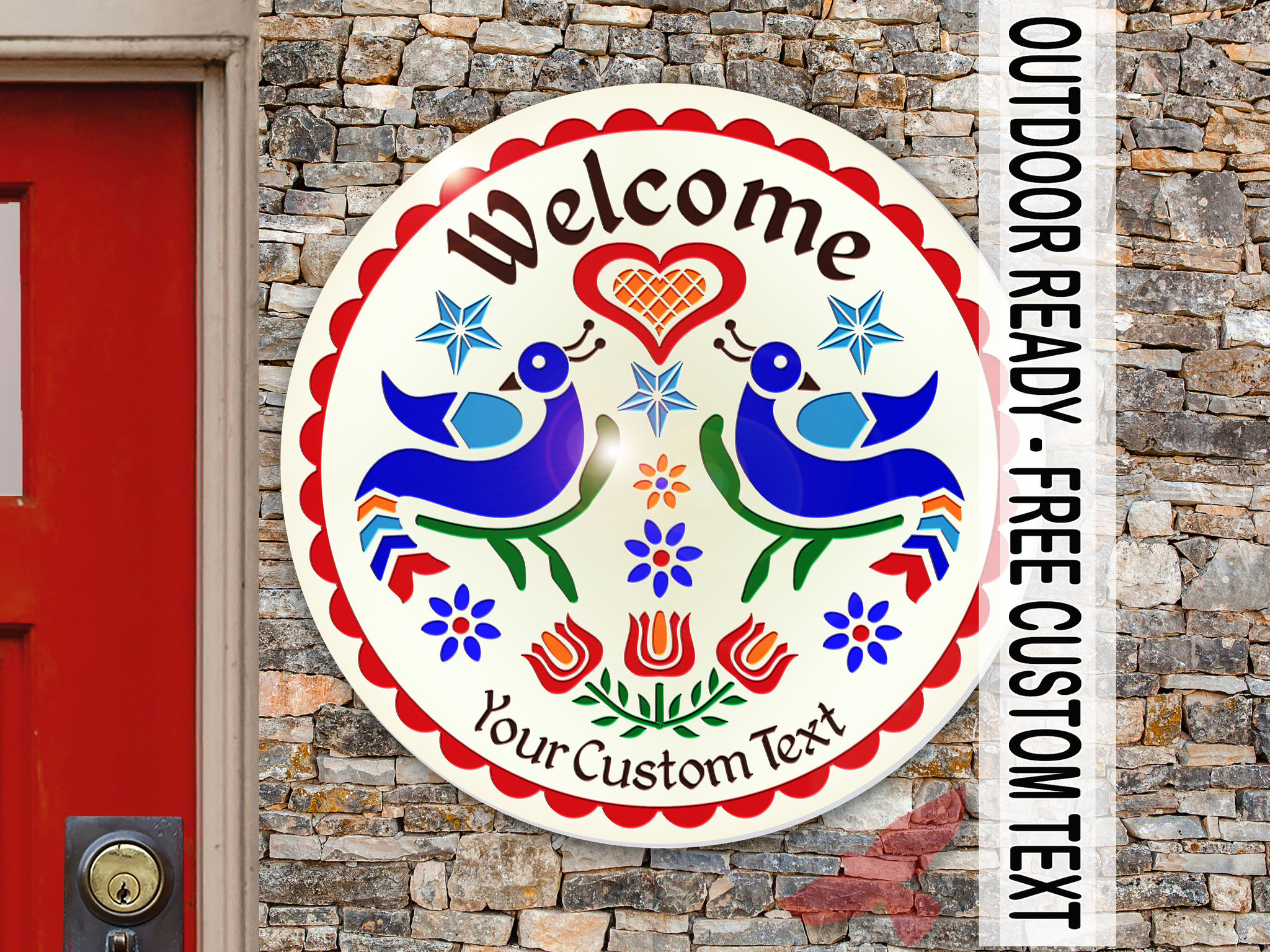 Traditional PA Dutch Welcome Double Distelfink Hex Indoor/Outdoor ...