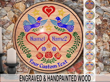PA Dutch Custom Hex Sign Love & Marriage Engraved Hand-Painted Hardwood ...