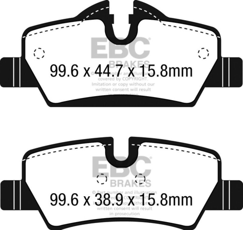 EBC DP22228 Greenstuff 2000 Rear Brake Pads, Mini Hardtop 1.5 Turbo ...