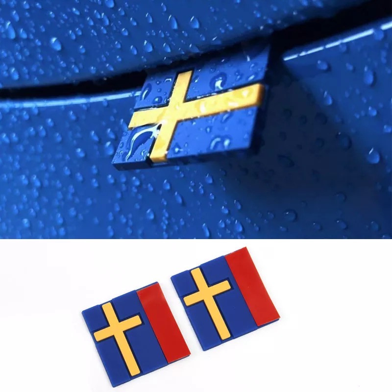 Volvo R Design Badge 1 Inch Swedish Flag Slash Emblem For Volvo - Hard ...