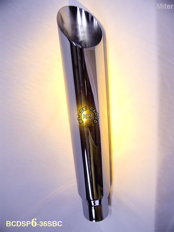 Chrome 6" Mitre Stack Angle Cut 6" x 36" with 5" OD Base