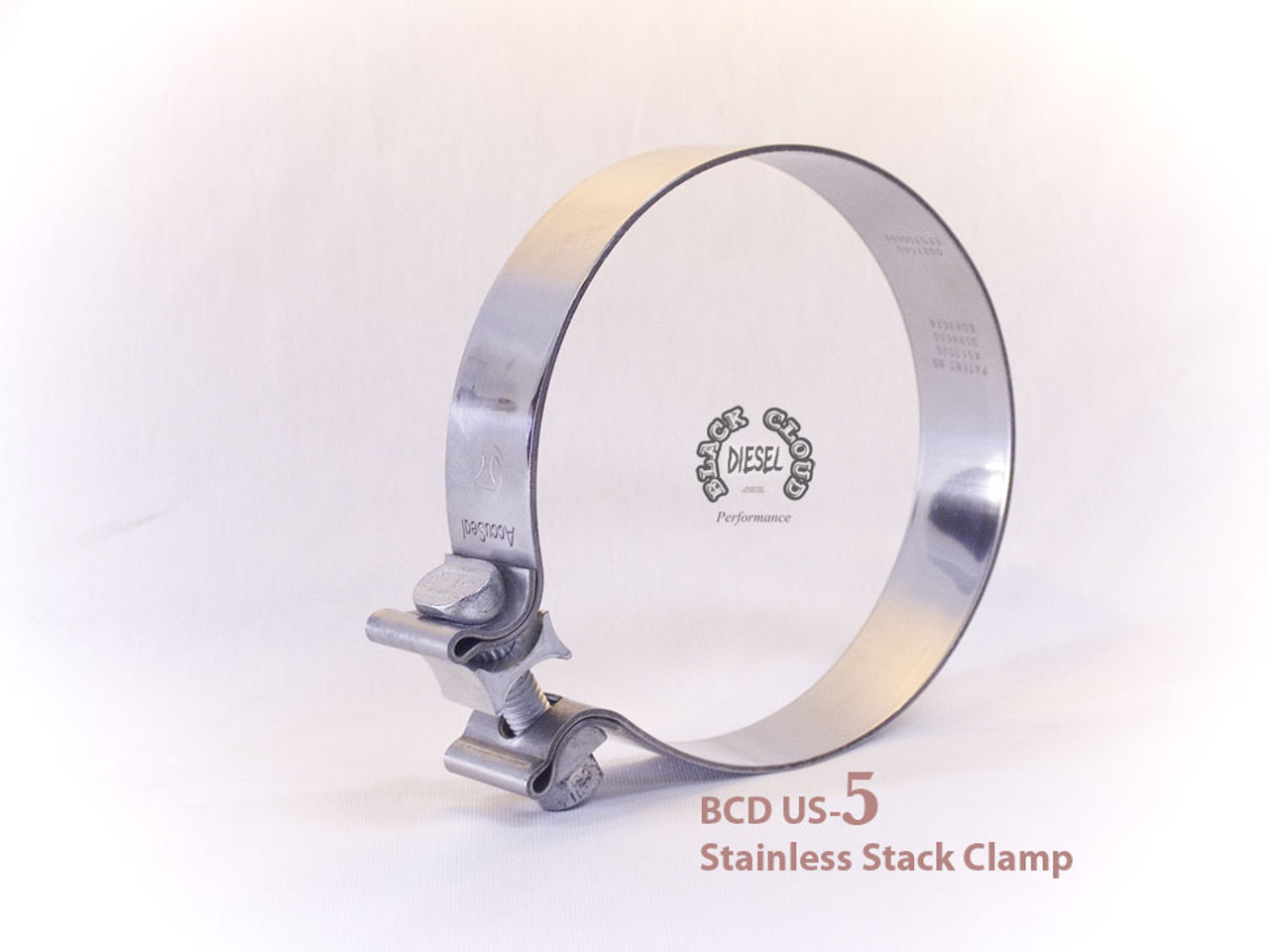 Single 5" Bright Stainless Stack Clamp and Right Bracket