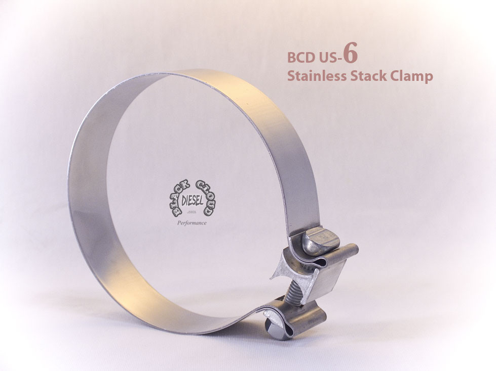 Single 6" Bright Stainless Stack Clamp and Right Bracket