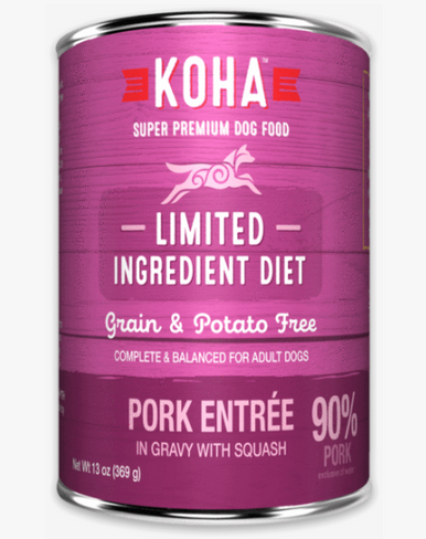 Koha Dog Can LID Pork Entree GF 13 oz - Growing Trade Pet & Plant
