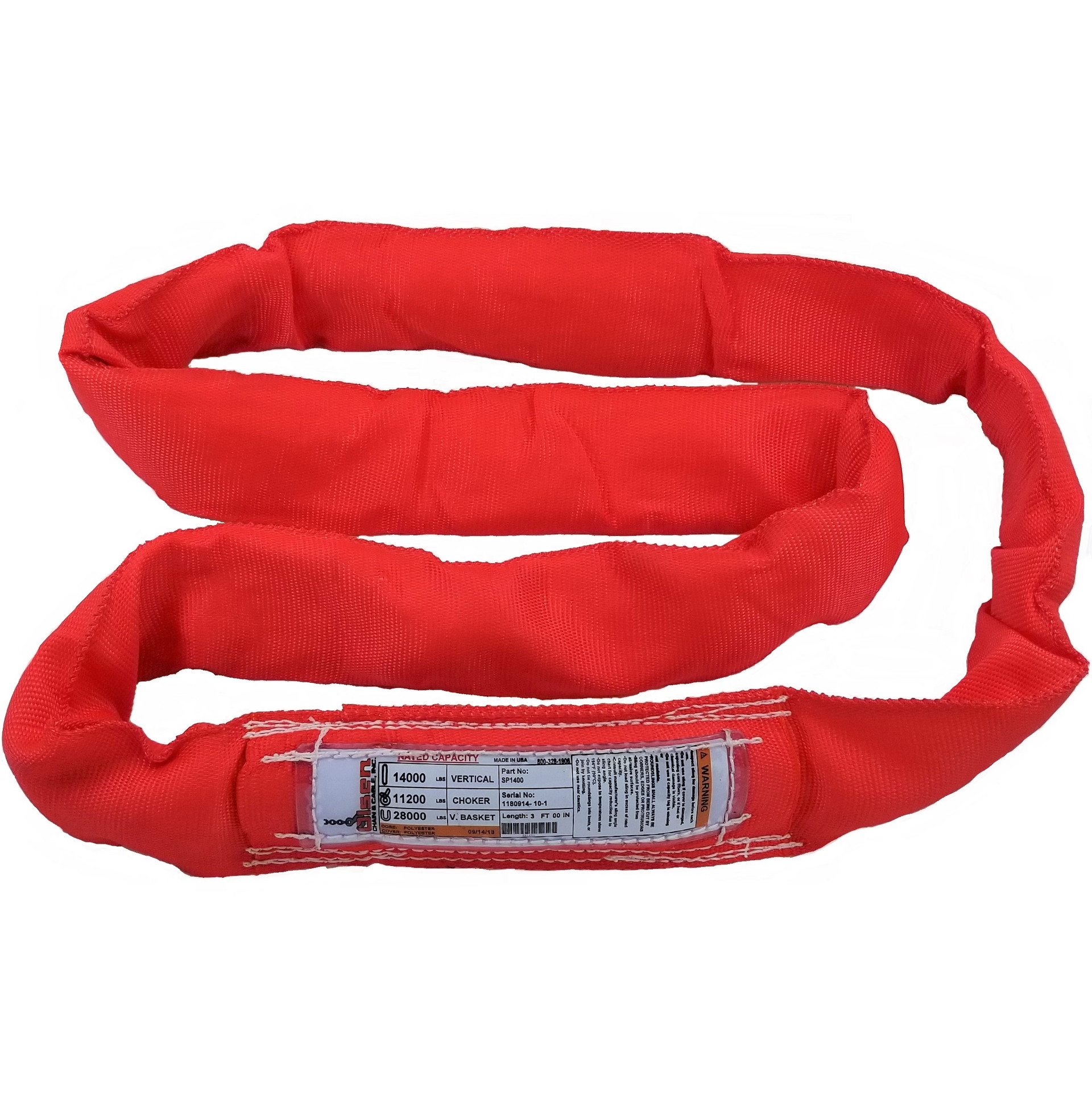 Poly Round Sling - 14,000LB - Red (Made In USA) - Olsen Chain & Cable