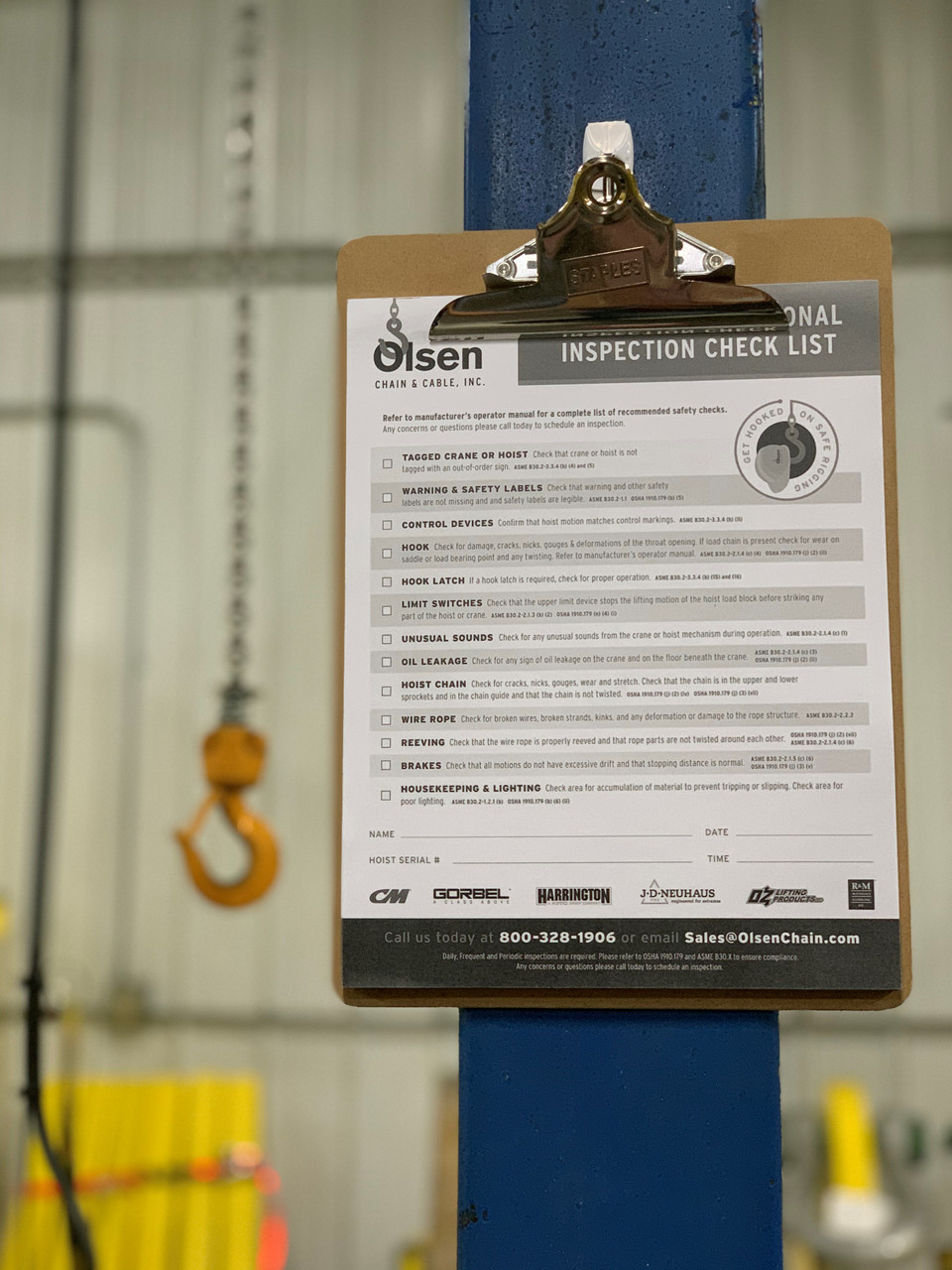 Hoist Pre Operation Checklist - Black & White (Tablet of 50) - Olsen ...